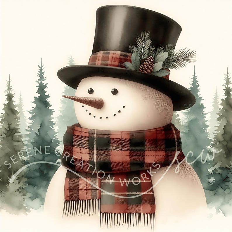 Watercolor Snowman Clipart 10 Watercolor Jpgs Christmas Graphics ...