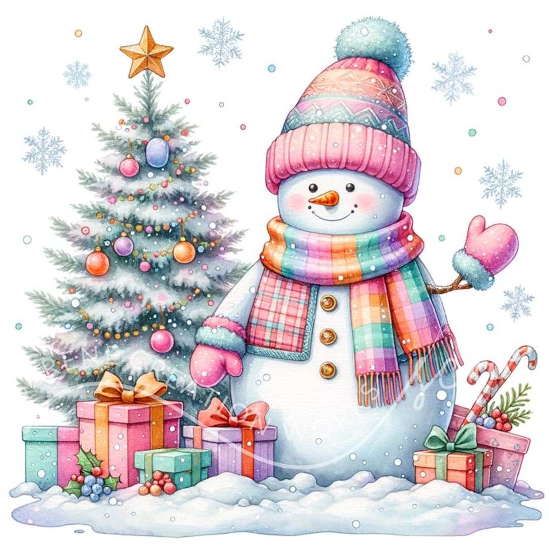 Watercolor Christmas Snowman Clipart 10 Watercolor JPG Christmas ...