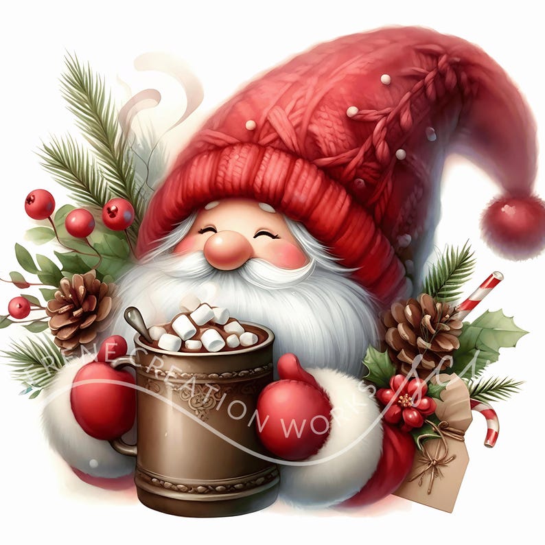 Watercolor Christmas Gnome Clipart 10 Watercolor Jpgs Christmas ...