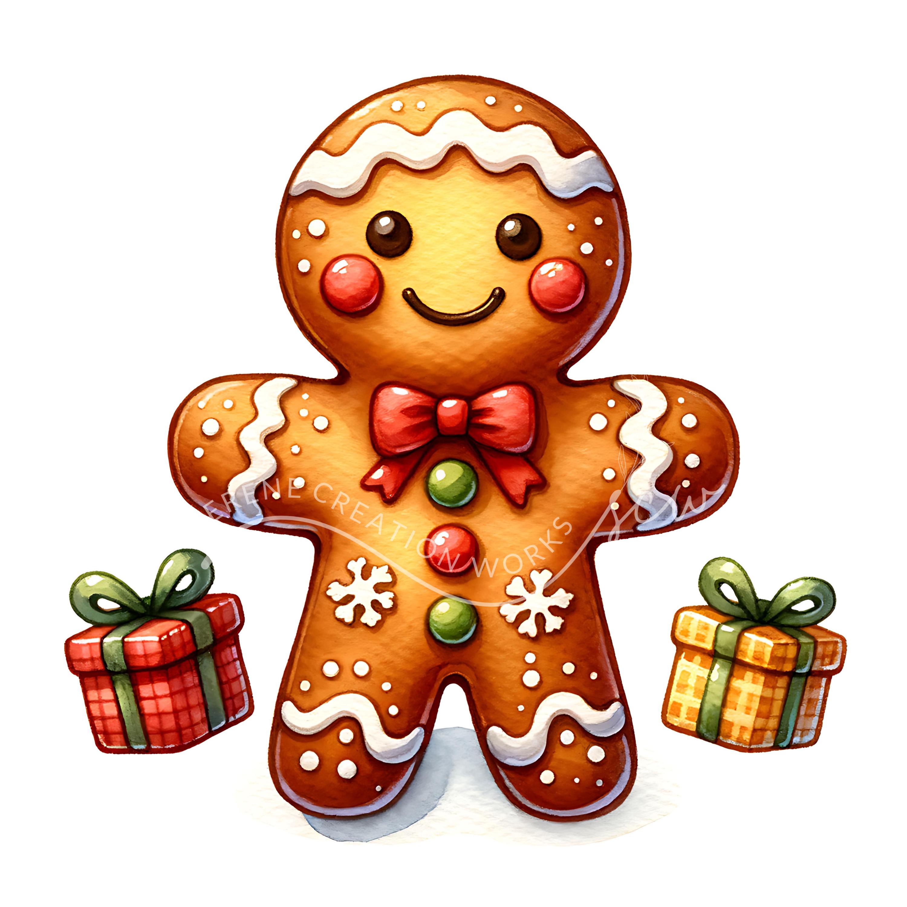 Happy Gingerbread Man Clipart 10 Watercolor JPG Gingerbread Clipart ...