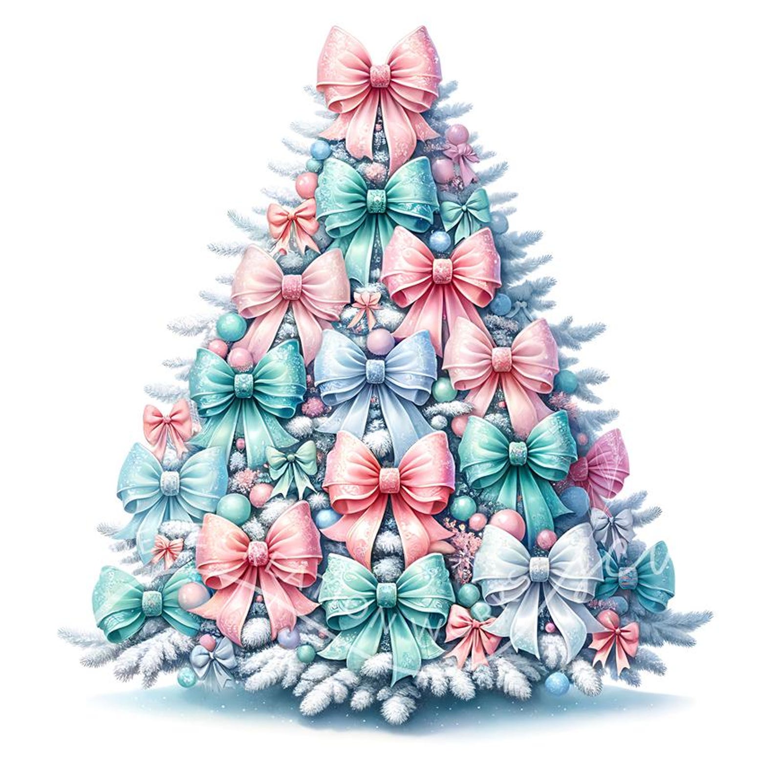 Pastel Christmas Tree Clipart 10 JPG Pastel Christmas Clipart, Coquette ...