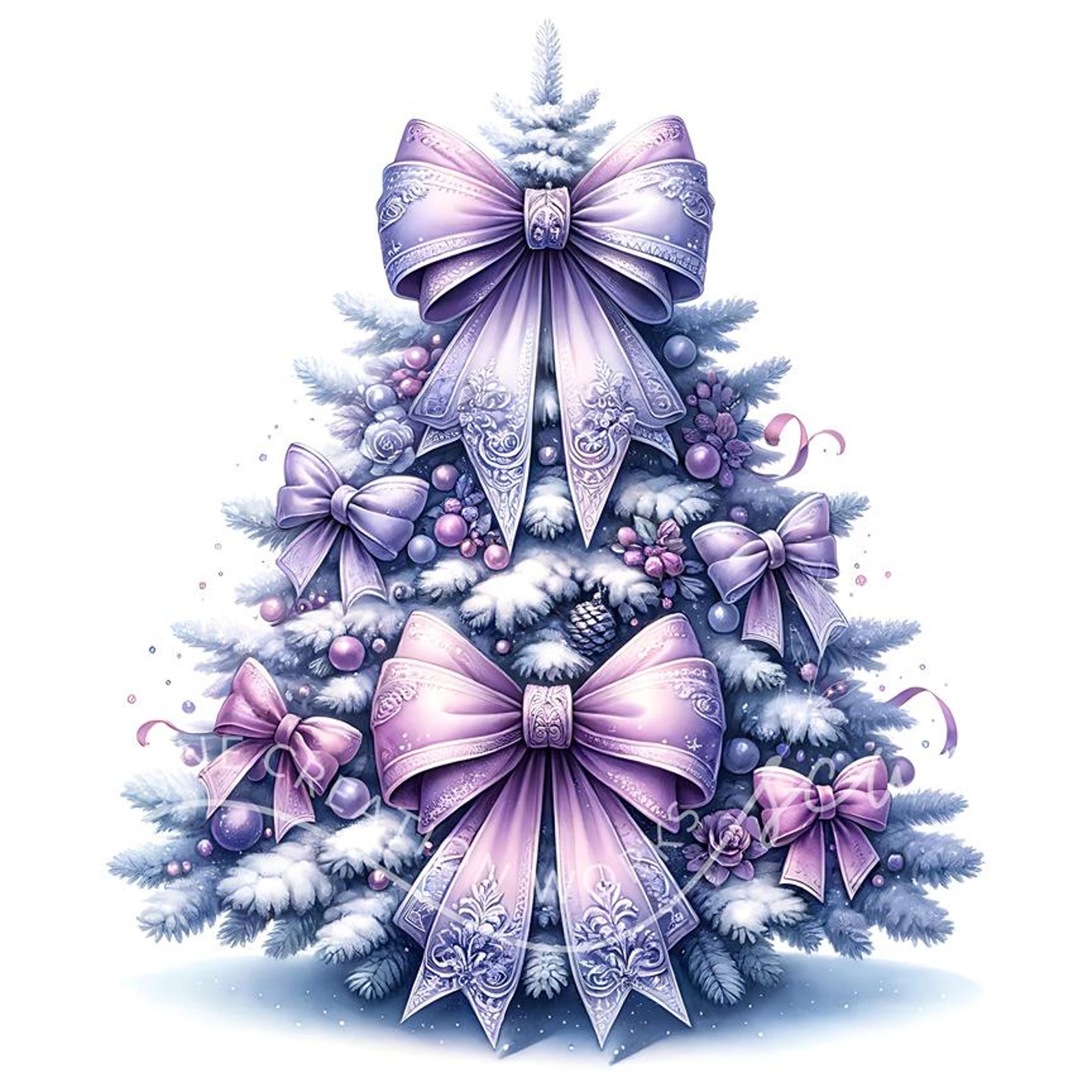 Pastel Christmas Tree Clipart 10 JPG Pastel Christmas Clipart, Coquette ...