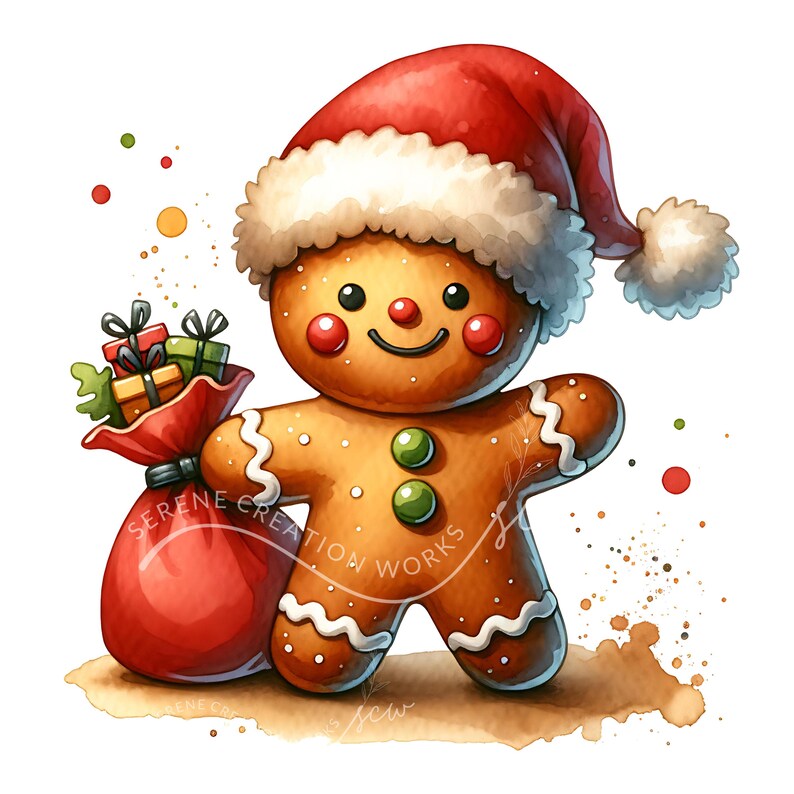 Happy Gingerbread Man Clipart 10 Watercolor JPG Gingerbread Clipart ...