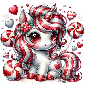 Peppermint Dream Unicorn Clipart 10 JPG Peppermint Candy, Junk Journal ...