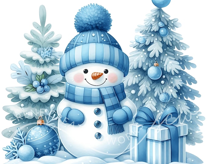Watercolor Christmas Snowman Clipart 10 Watercolor JPG Festive Clipart ...