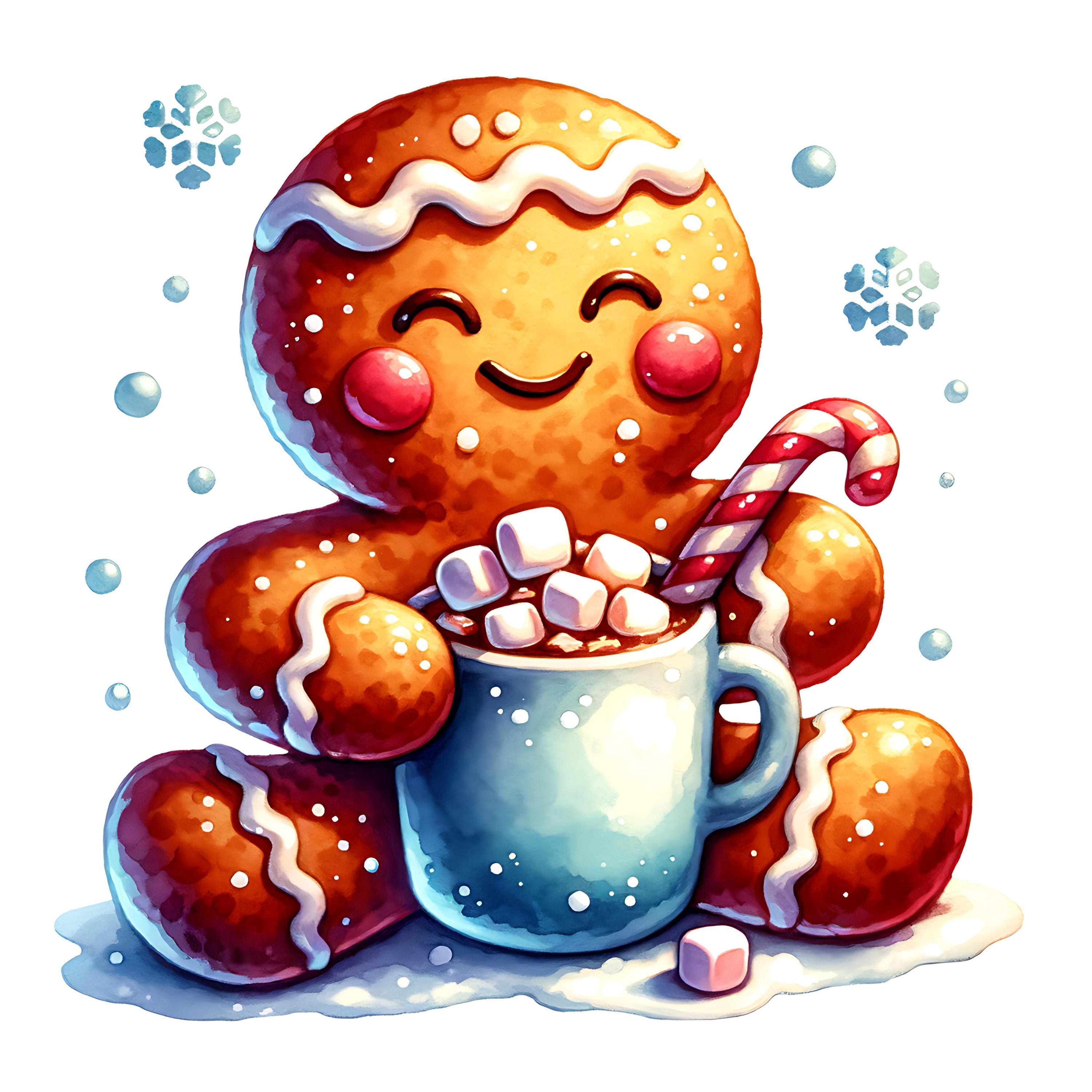 Happy Gingerbread Man Clipart 10 Watercolor JPG Gingerbread Clipart ...