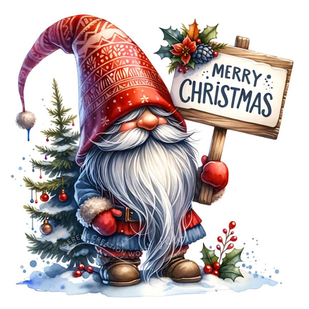 Christmas Gnome Clipart 10 JPG Merry Christmas Sign, Festive Gnome ...