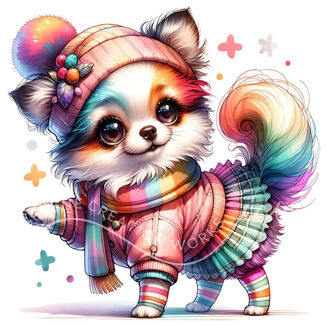 Watercolor Dog Clipart: Rainbow Puppy Art (JPG Digital Download) - Etsy