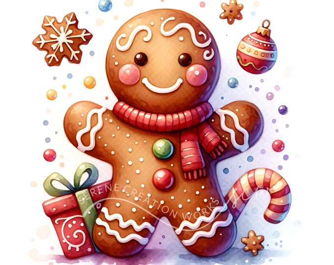 Cute Gingerbread Man Clipart | 11 High-quality Jpgs | Adorable ...