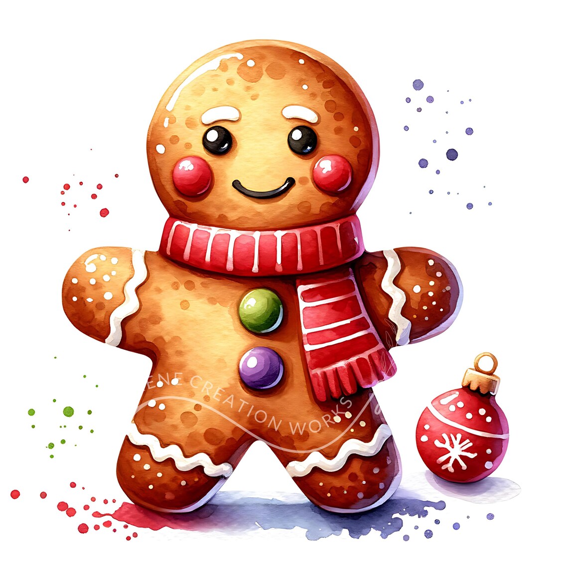 Happy Gingerbread Man Clipart 10 Watercolor JPG Gingerbread Clipart ...