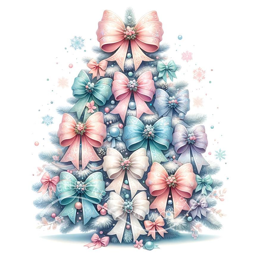 Pastel Christmas Tree Clipart 10 JPG Pastel Christmas Clipart, Coquette ...