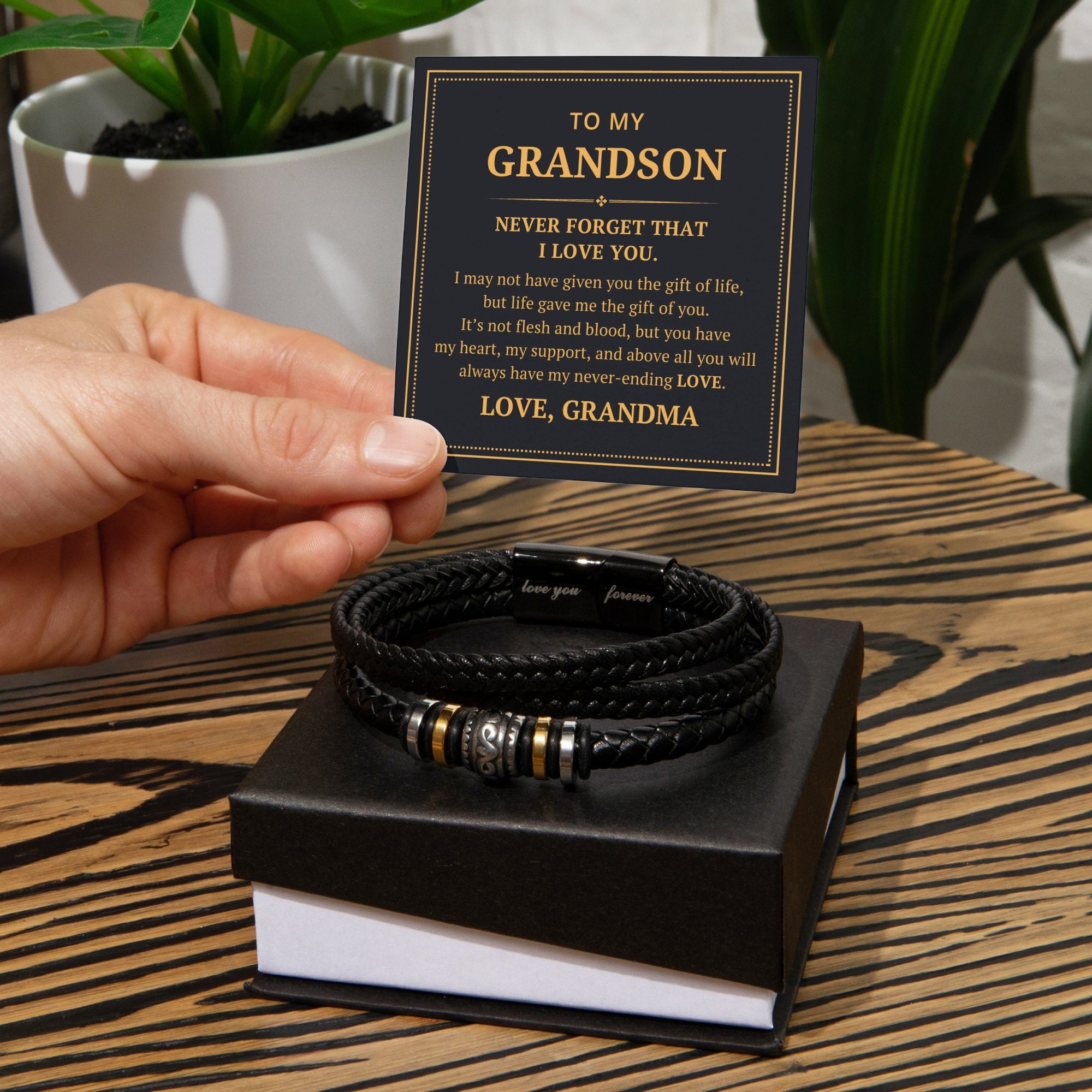 Personalized Leather Bracelet Grandson Gift From Grandma Nana Grandpa ...