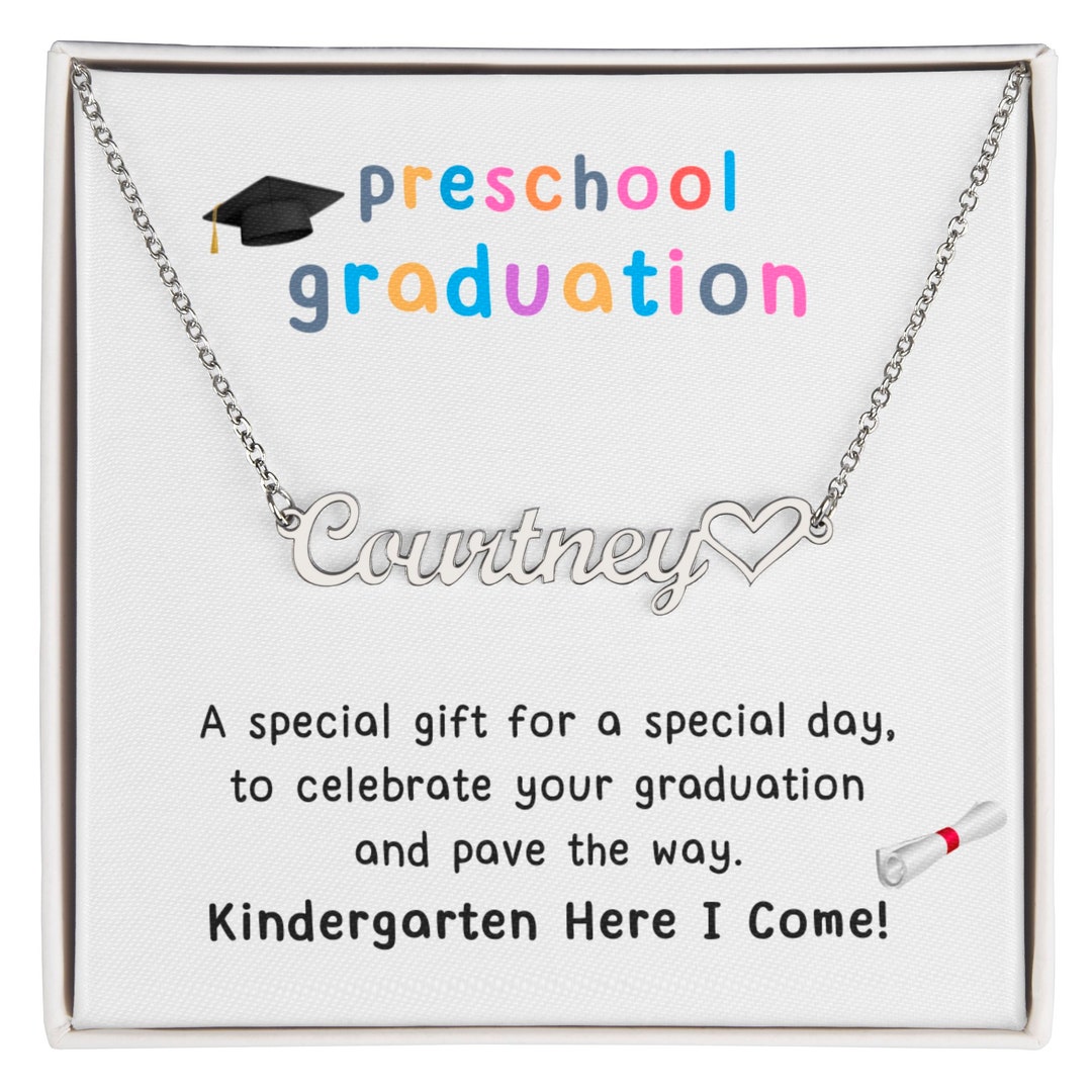 Personalized Preschool Graduation Gift Custom Heart Name Necklace for ...