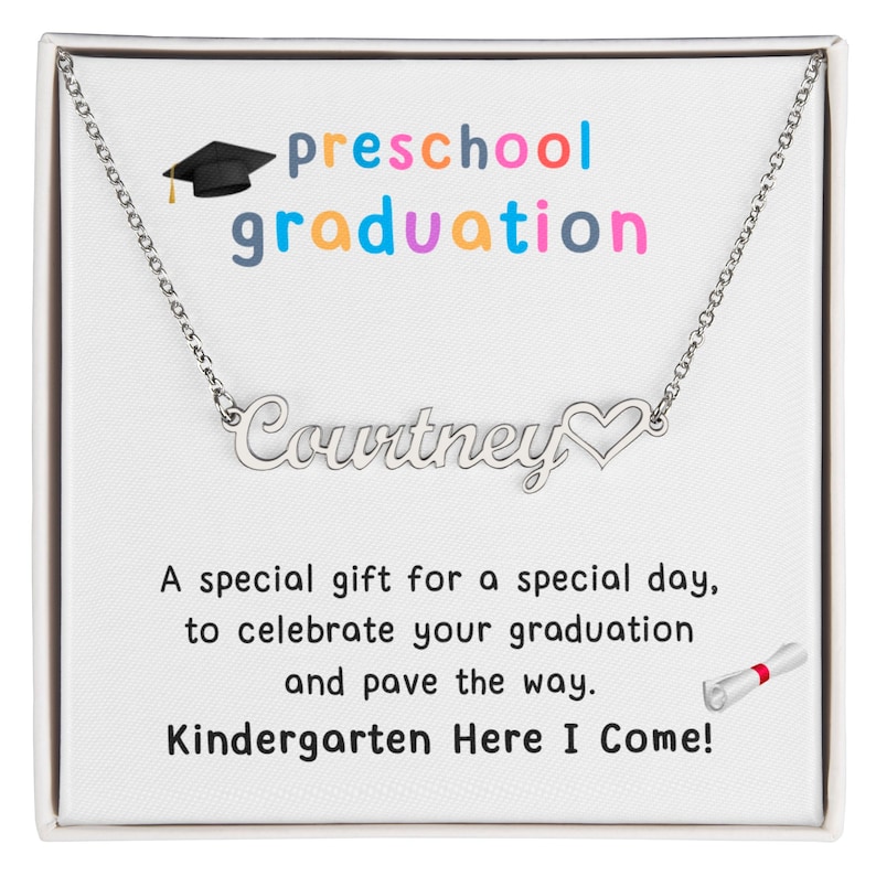 Personalized Preschool Graduation Gift Custom Heart Name Necklace for ...