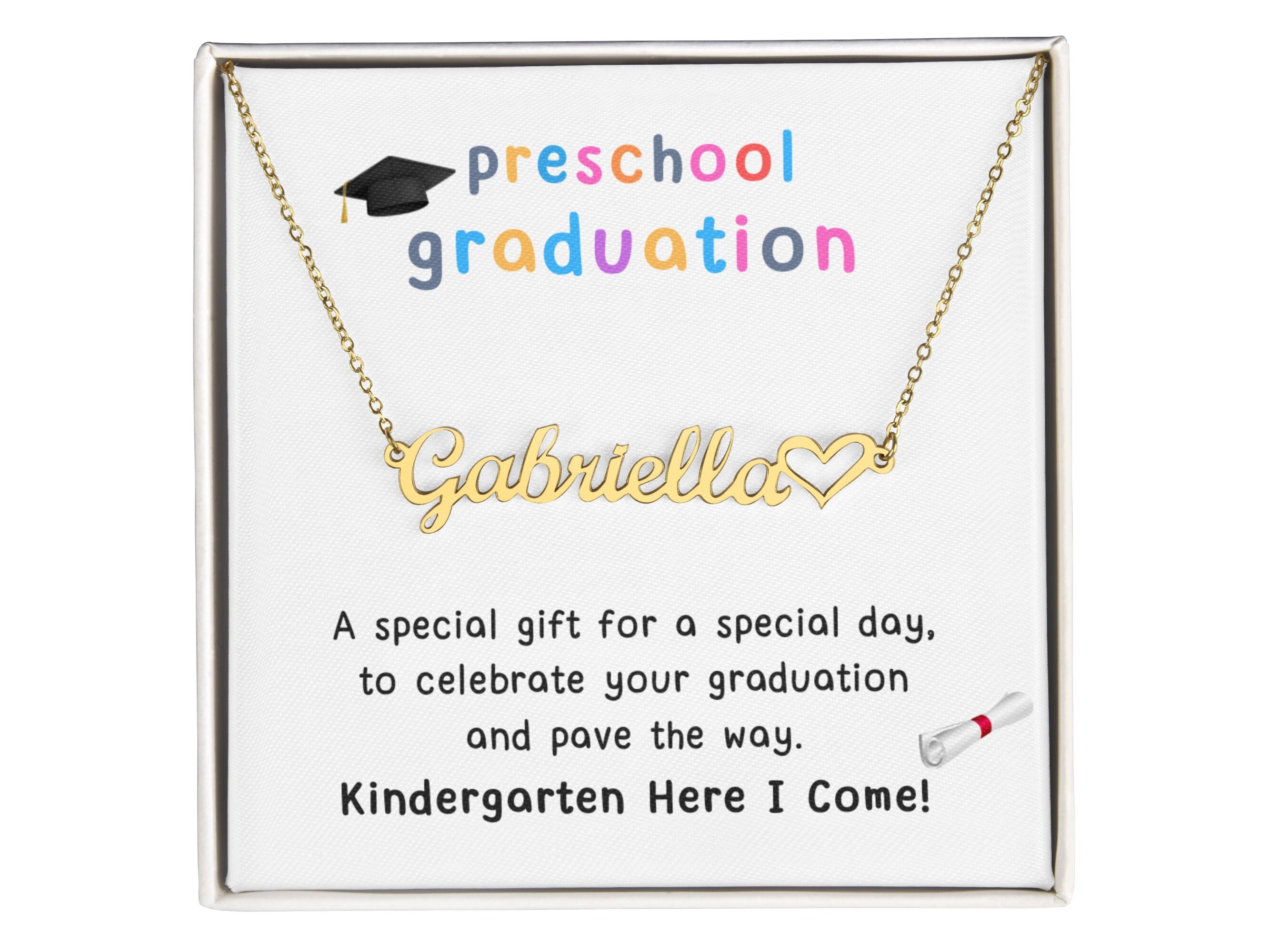 Personalized Preschool Graduation Gift Custom Heart Name Necklace for ...