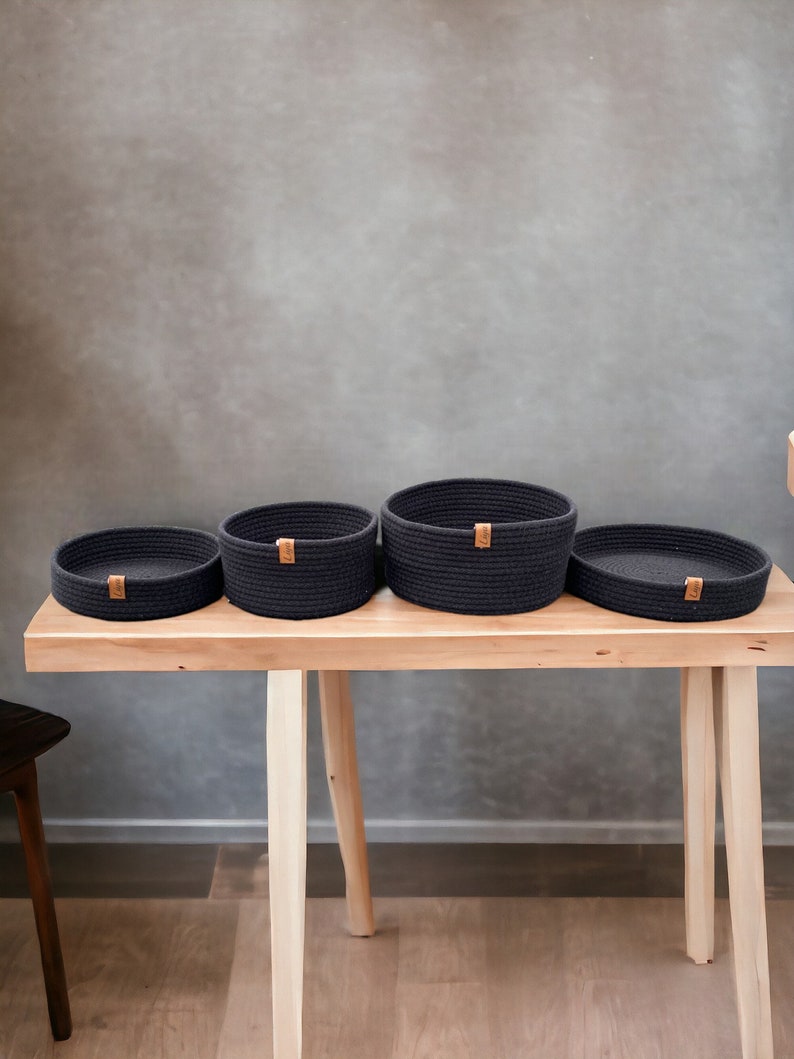 Handmade Set of 2 Cotton Rope Baskets With Lids Sustainable Home Decor ...