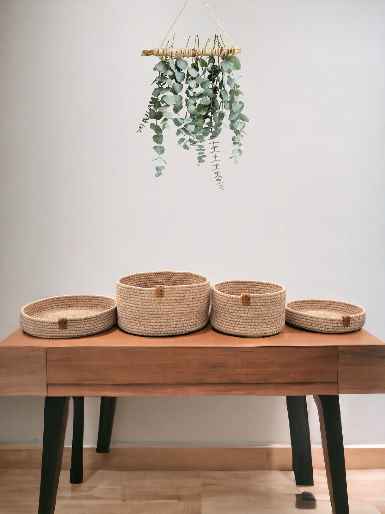 Handmade Set of 2 Cotton Rope Baskets With Lids Sustainable Home Decor ...