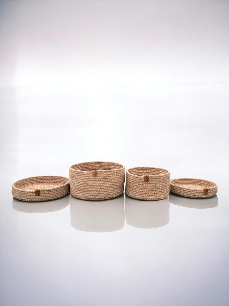 Handmade Set of 2 Cotton Rope Baskets With Lids Sustainable Home Decor ...