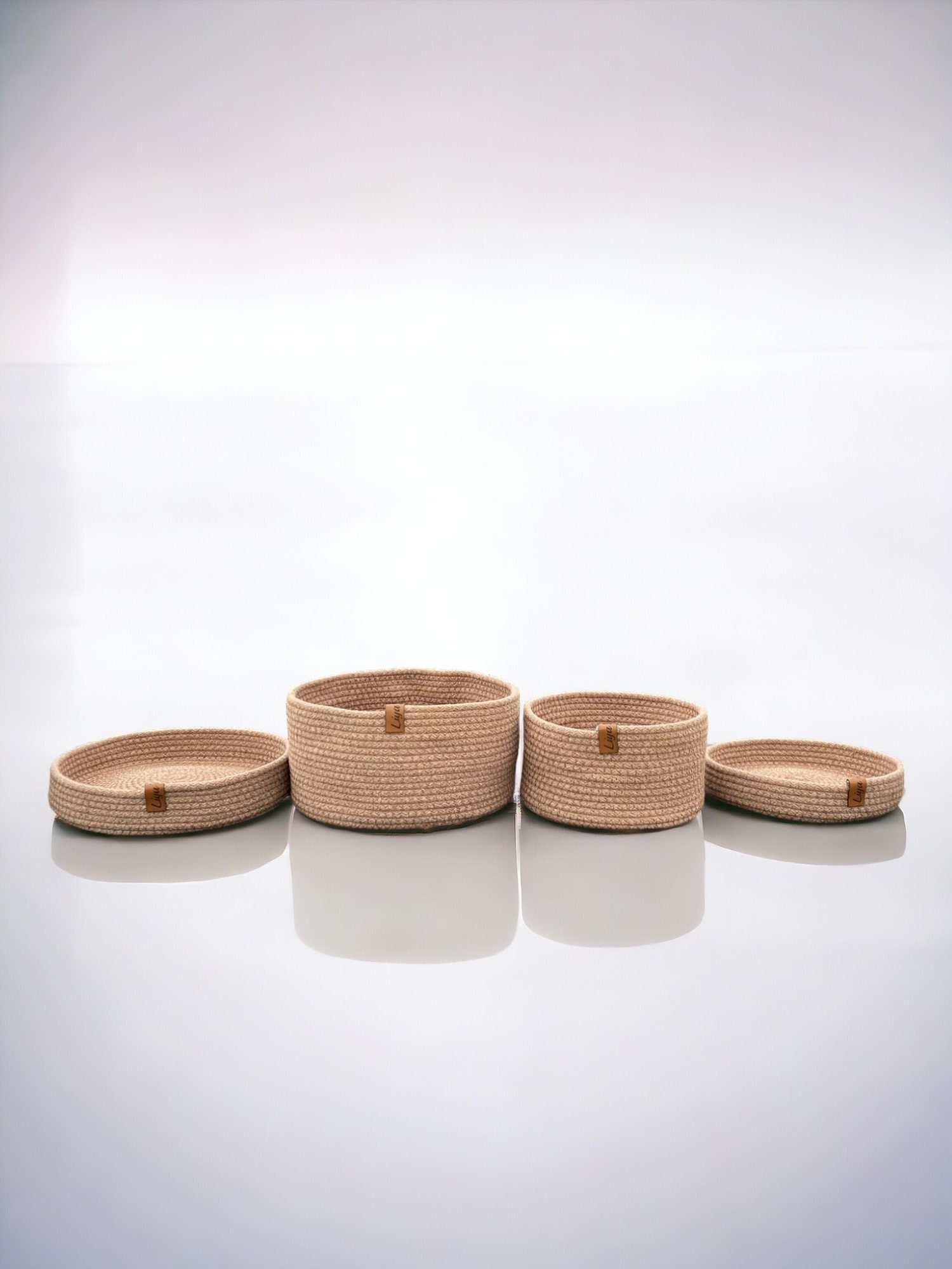 Handmade Set of 2 Cotton Rope Baskets With Lids Sustainable Home Decor ...