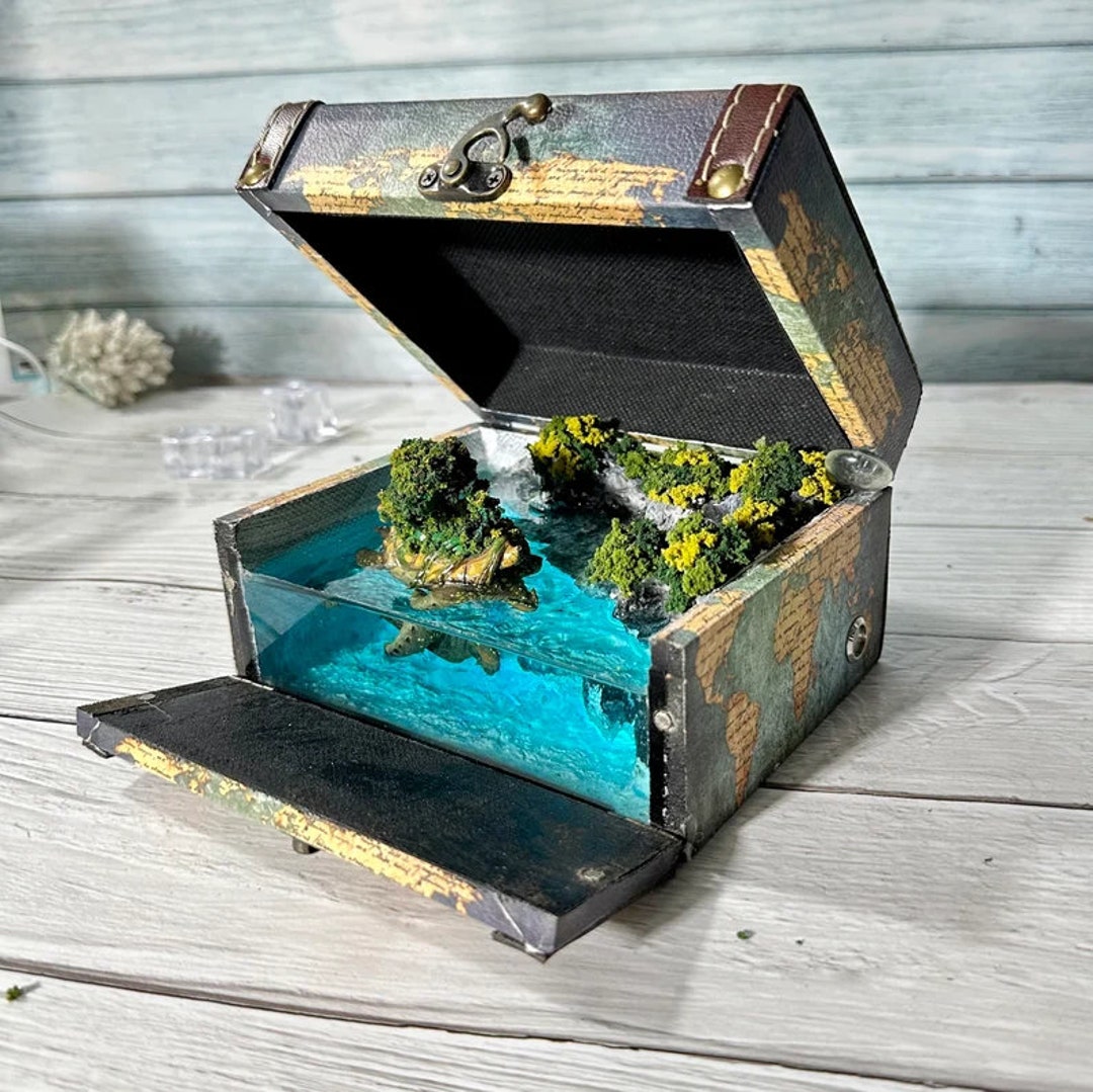 Thousand-year-old Turtles Treasure Box Resin Lamp, Custom Night Light ...