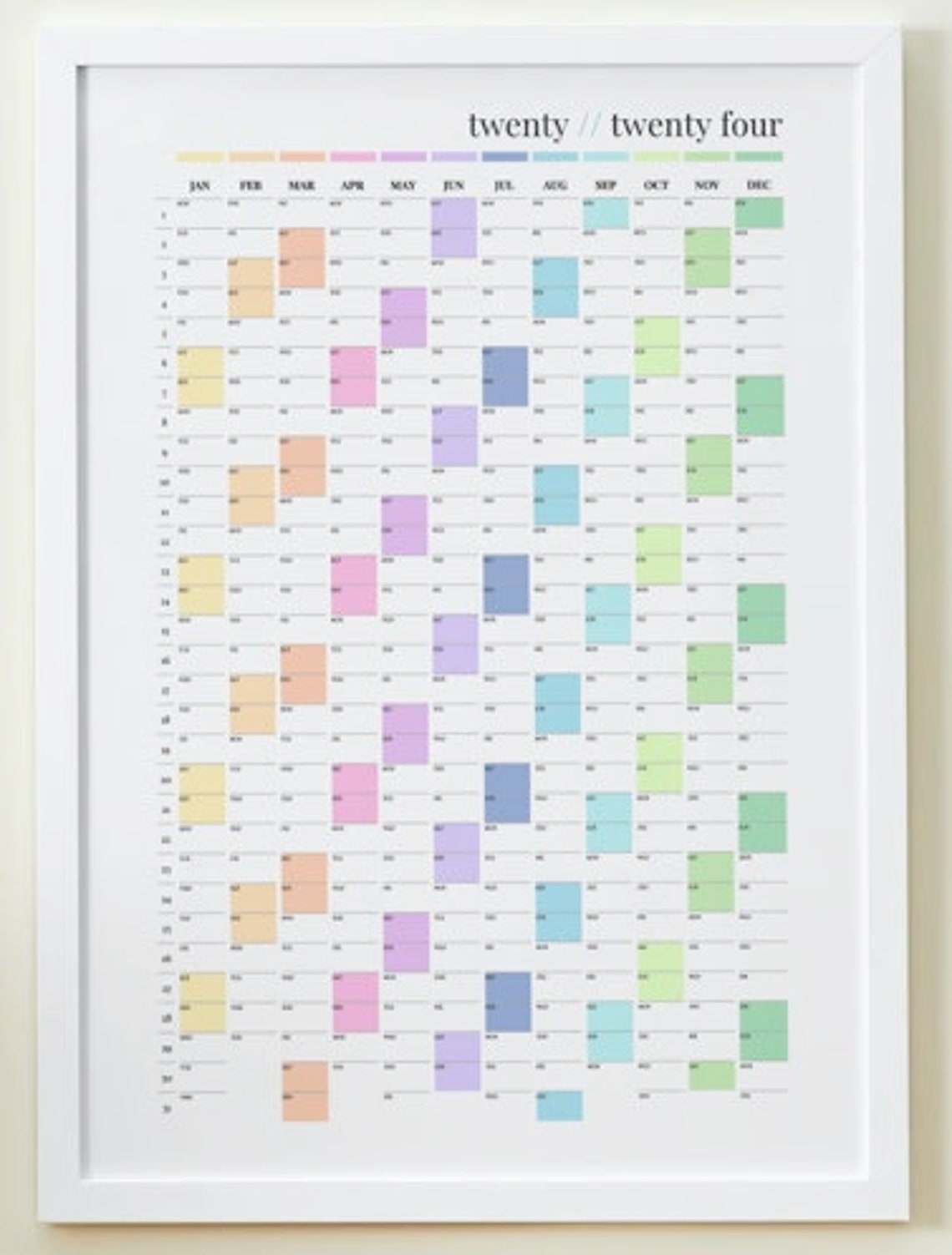 Customisable 2024 Wall Planner, Full Calendar, Annual Calendar portrait ...