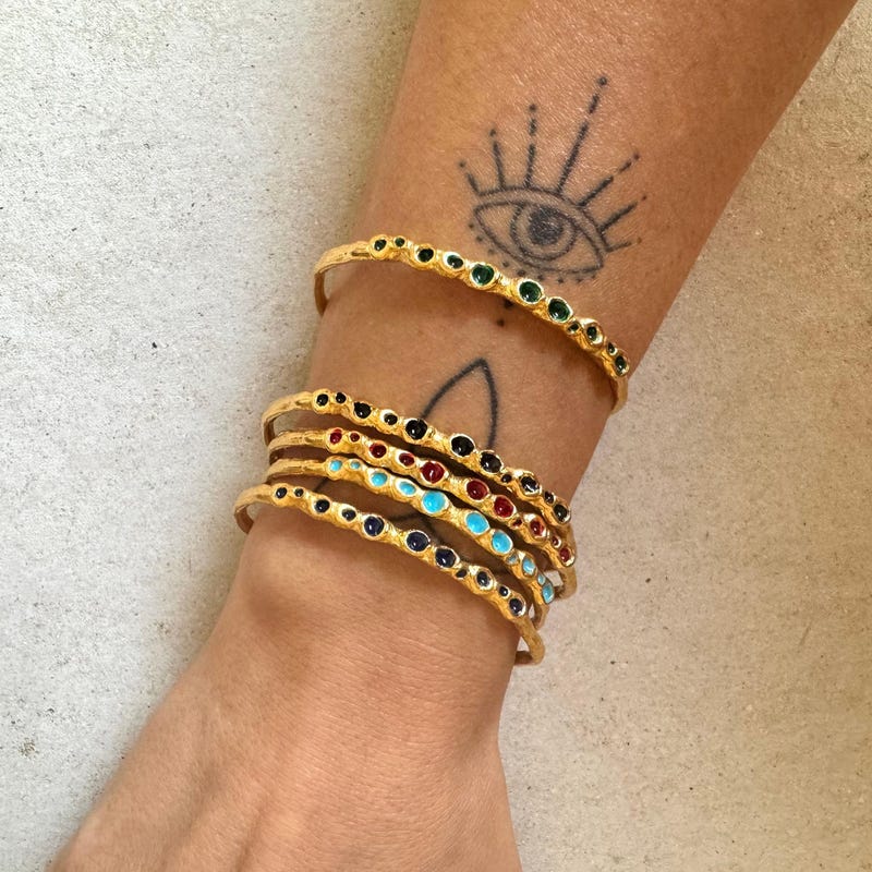 Black Gold Enamel Bracelet - Etsy UK