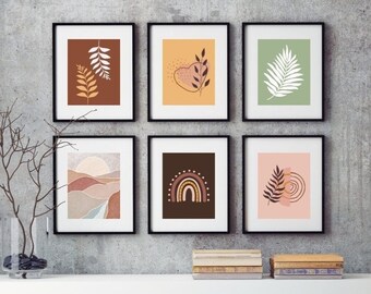 Boho Wall Art Bundle, Mid Century Art Prints, Modern Wall Decor ...