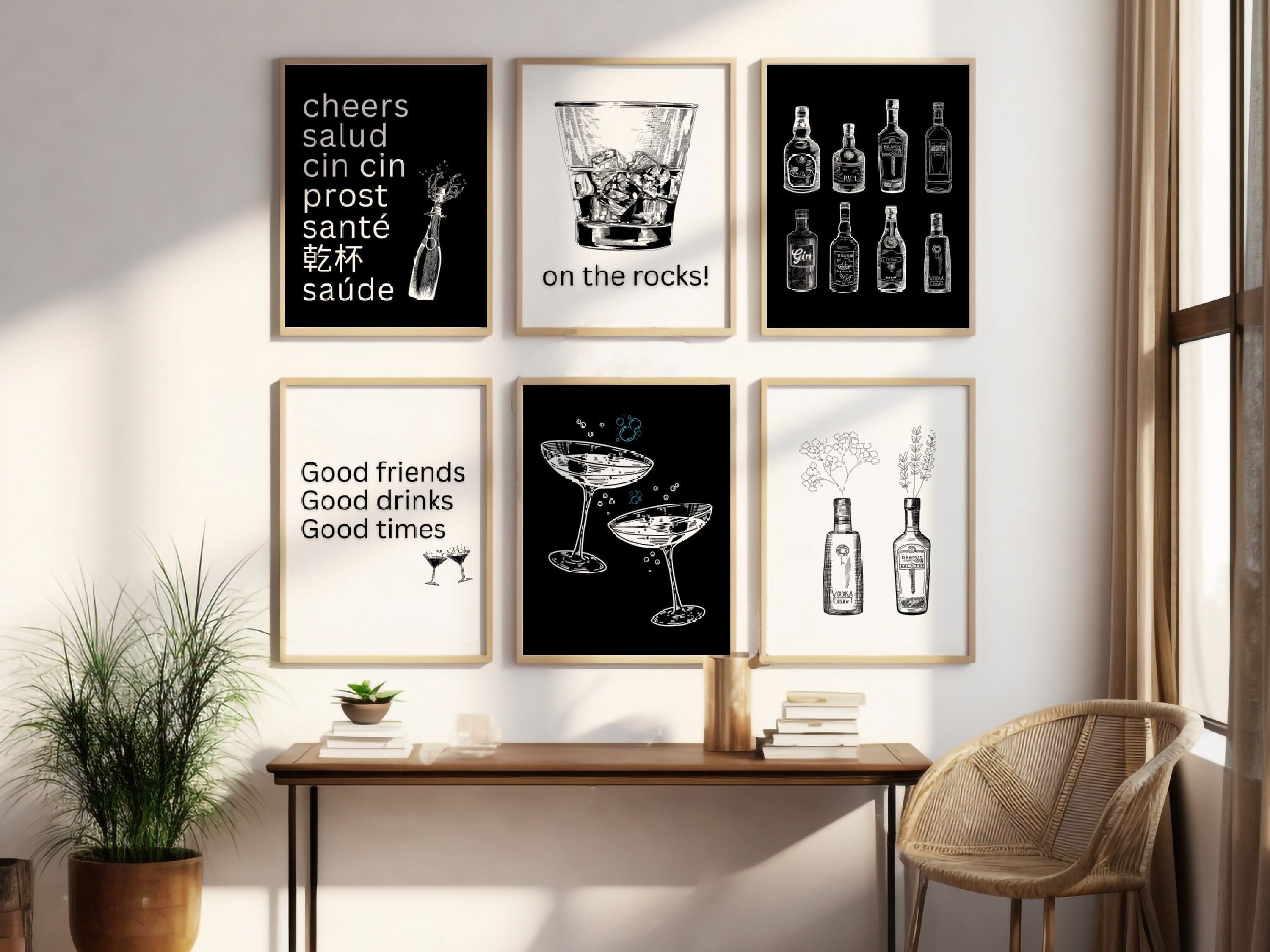Bar Art Decor Printables, Chic Bar Decor for Home, Digital Download for ...