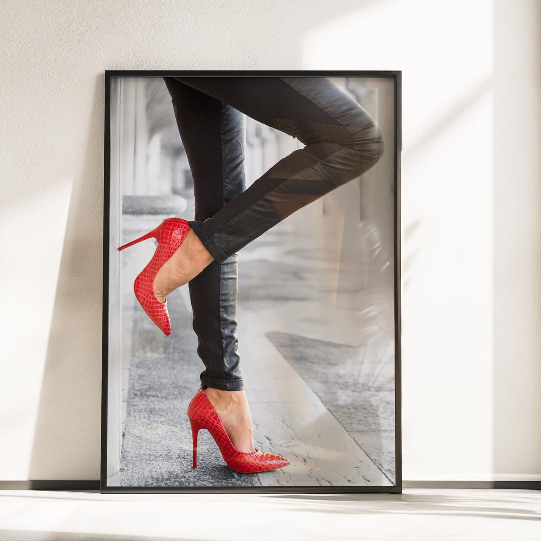 High Heel Fashion Poster - Feminist Red Heels Art for Preppy Bedroom ...