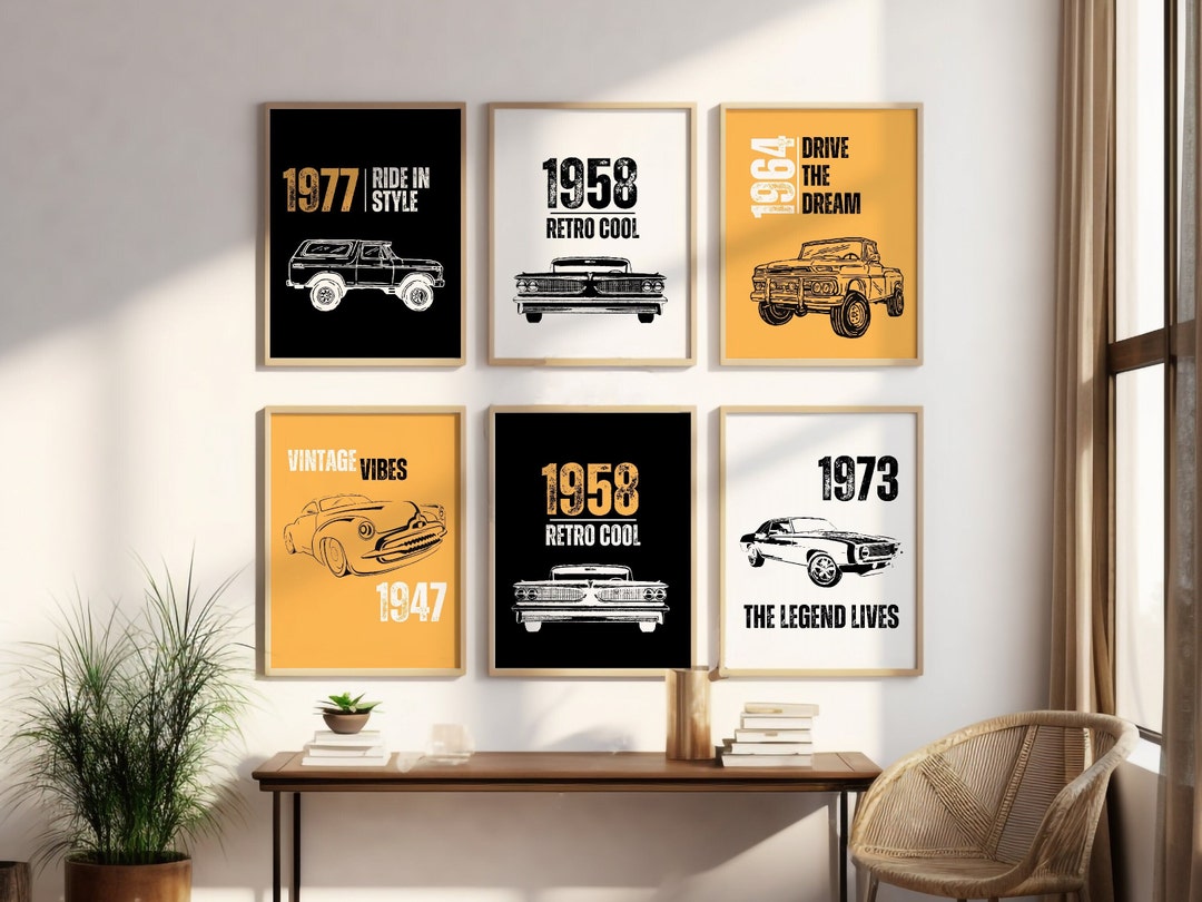 Retro Vintage Cars Prints, Classic Car Printable Artwork, Boys Room ...