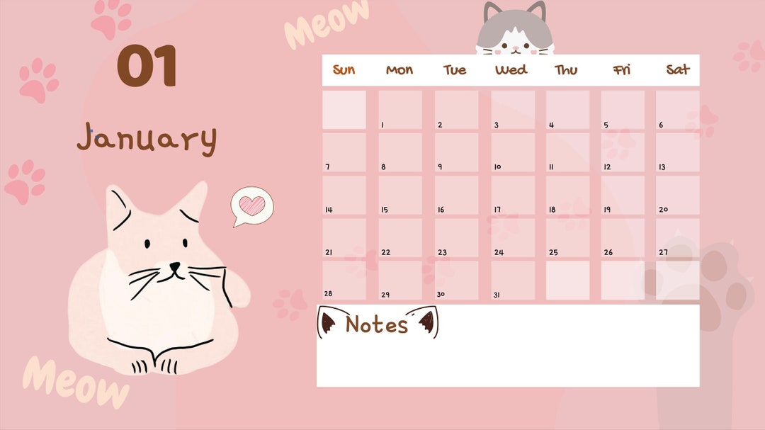 2024 Calendar Digital and Printable. Whimisical Monthly Schedule ...