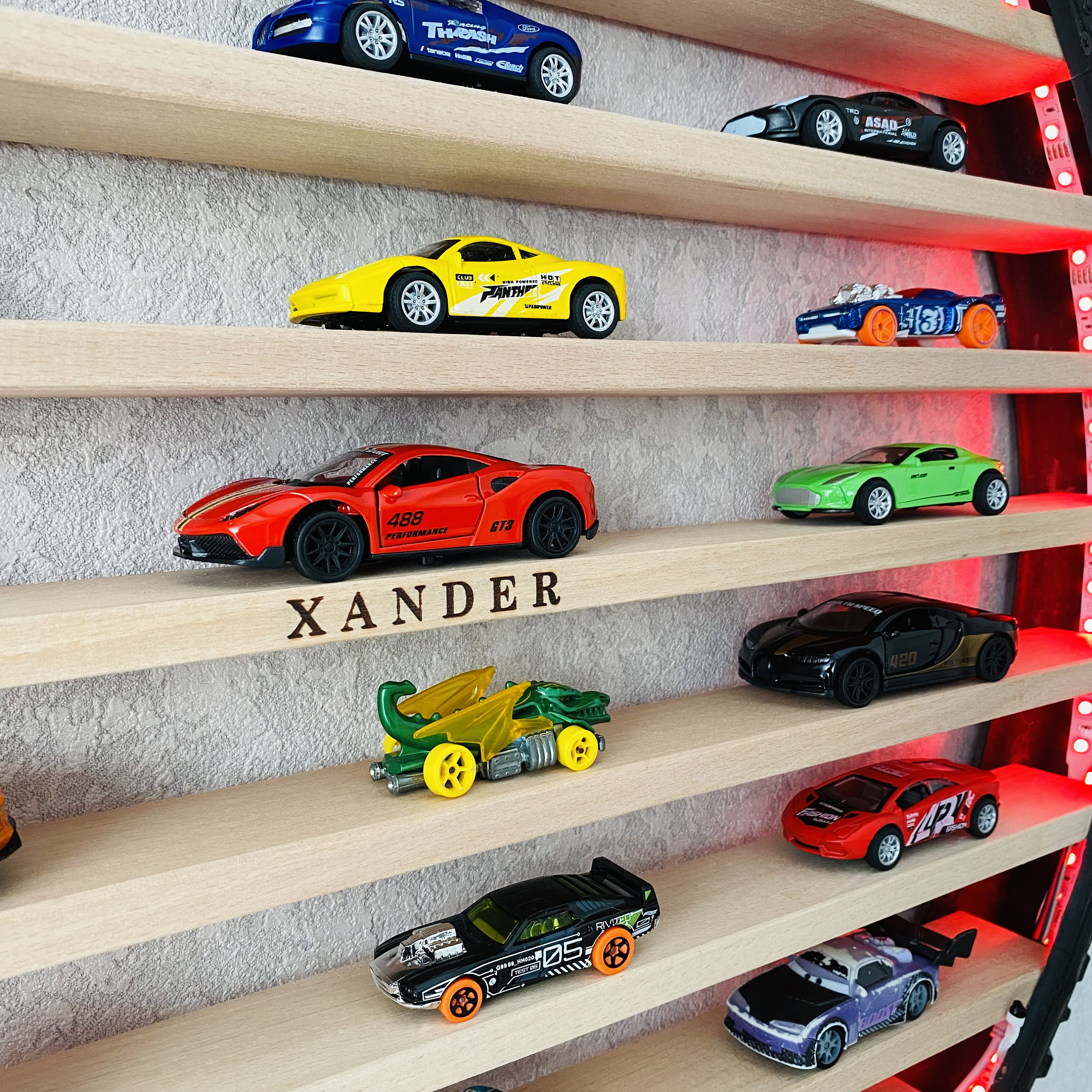 Toy Car Display Shelf, Wooden Toy Car Organizer, Handcrafted Toy Car ...