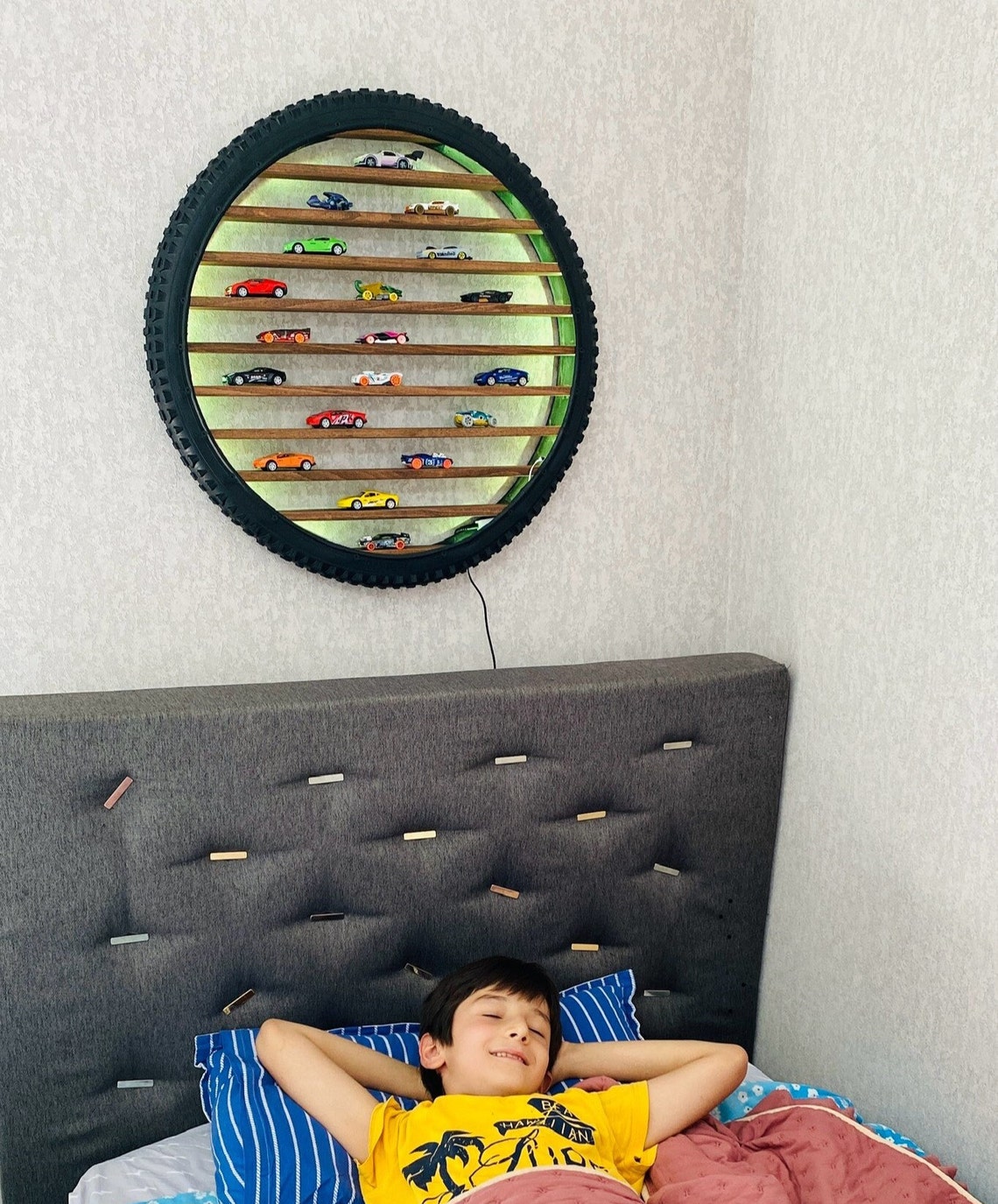 Toy Car Display Shelf, Wooden Toy Car Organizer, Handcrafted Toy Car ...