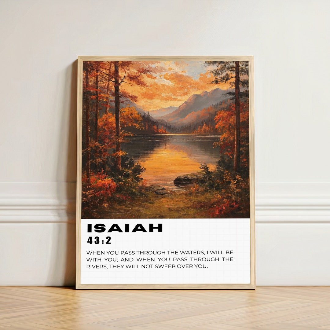 Isaiah 43 Bible Verse Wall Art, Scripture Wall Art Inspirational Art ...