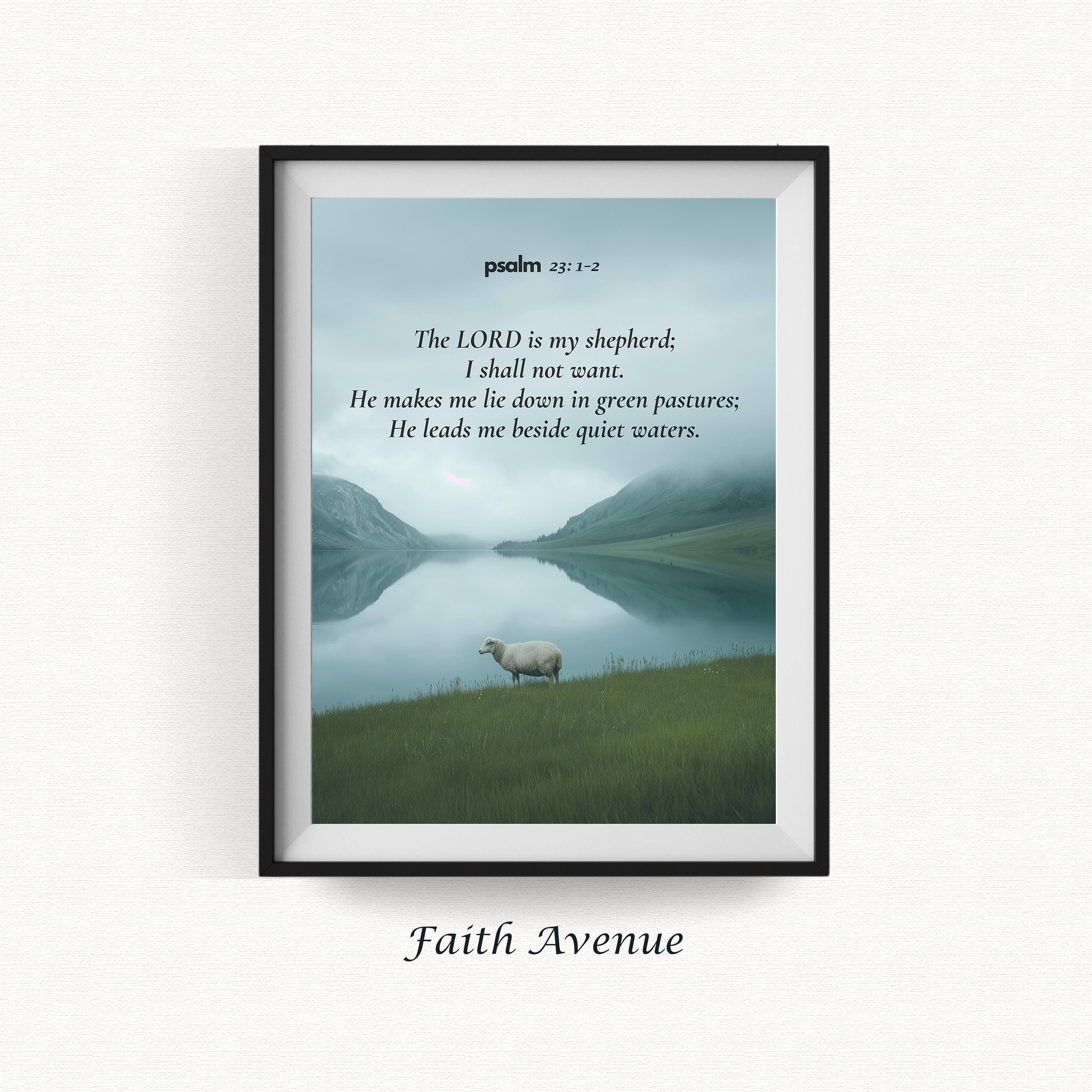 Psalm 23 Scripture Wall Art, the Lord is My Shepherd Inspirational Art ...