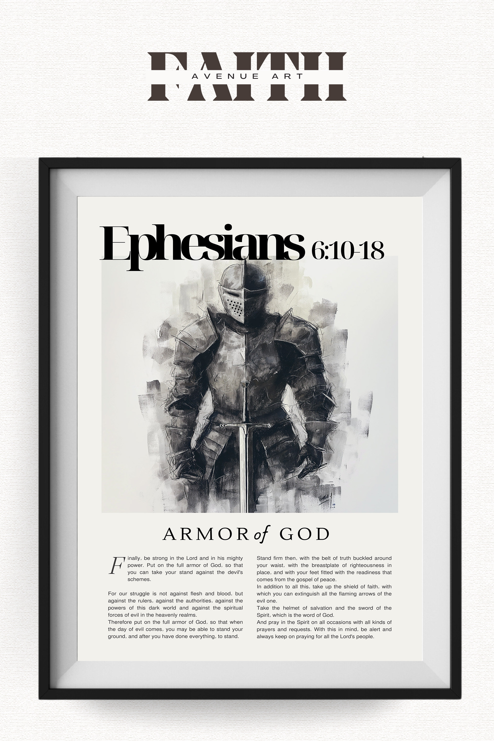 Ephesians 6 Armor of God Poster Bible Verse Wall Art Modern Christian ...