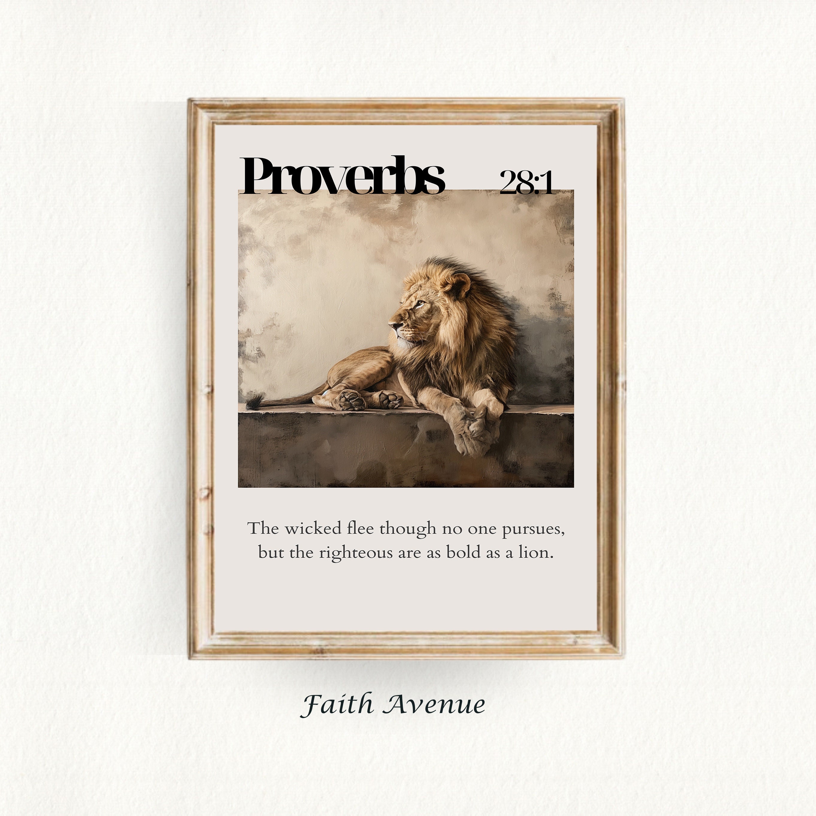 Proverbs 28 Lion Bible Verse Art: Christian Home Decor (digital Print ...