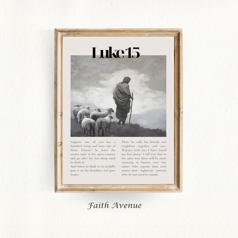 Luke 15 Lost Sheep Parable Bible Verse Wall Art , Sheep Scripture Wall ...