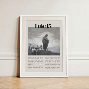Luke 15 Lost Sheep Parable Bible Verse Wall Art , Sheep Scripture Wall ...
