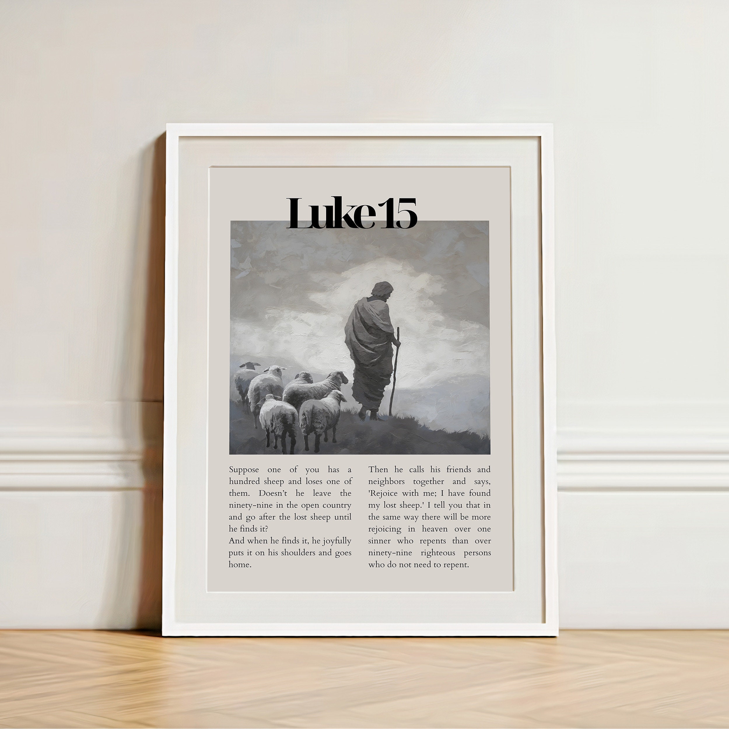 Luke 15 Lost Sheep Parable Bible Verse Wall Art , Sheep Scripture Wall ...