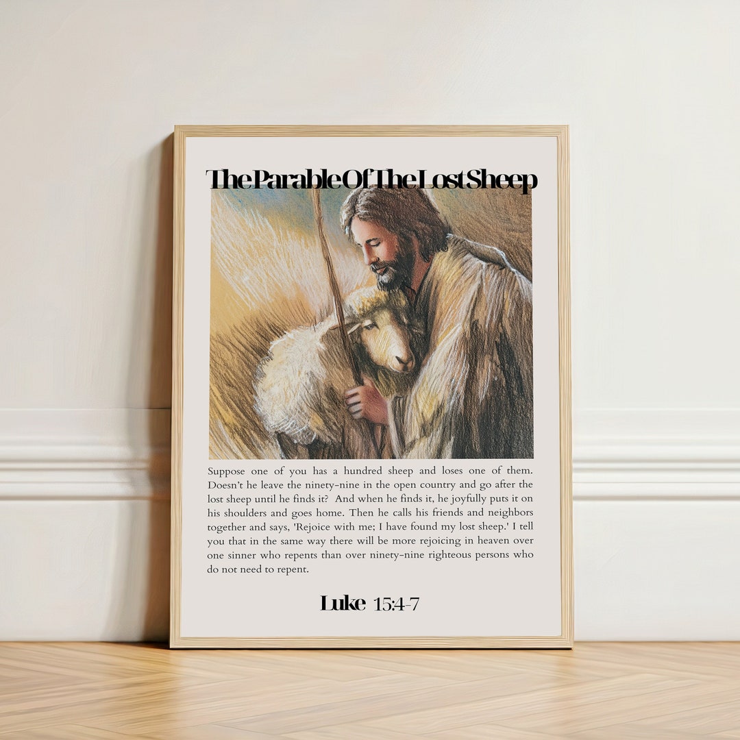 Lost Sheep Parable Bible Verse Wall Art Luke 15, Sheep Scripture Wall ...