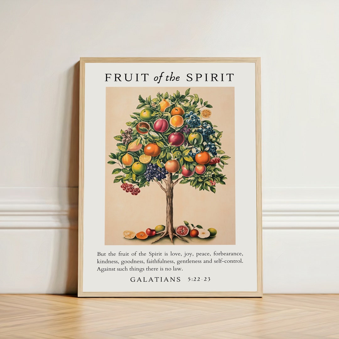 Vintage Fruit of the Spirit Wall Art Bible Verse Christian Art ...