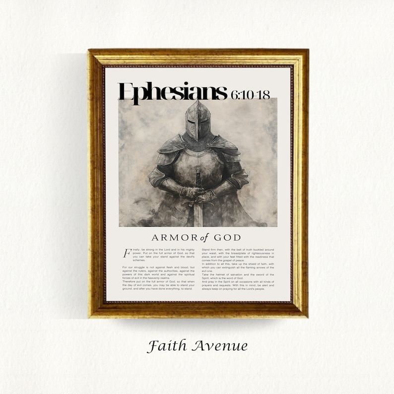 Vintage Armor of God Ephesians 6 Bible Verse Wall Art Modern Christian ...