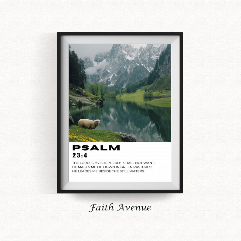 Psalm 23 the Lord is My Shepherd Poster Bible Verse Wall Art, Scripture ...