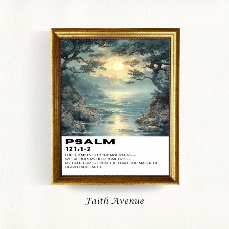 Psalm 121 Bible Verse Wall Art, Scripture Wall Art Inspirational Art ...