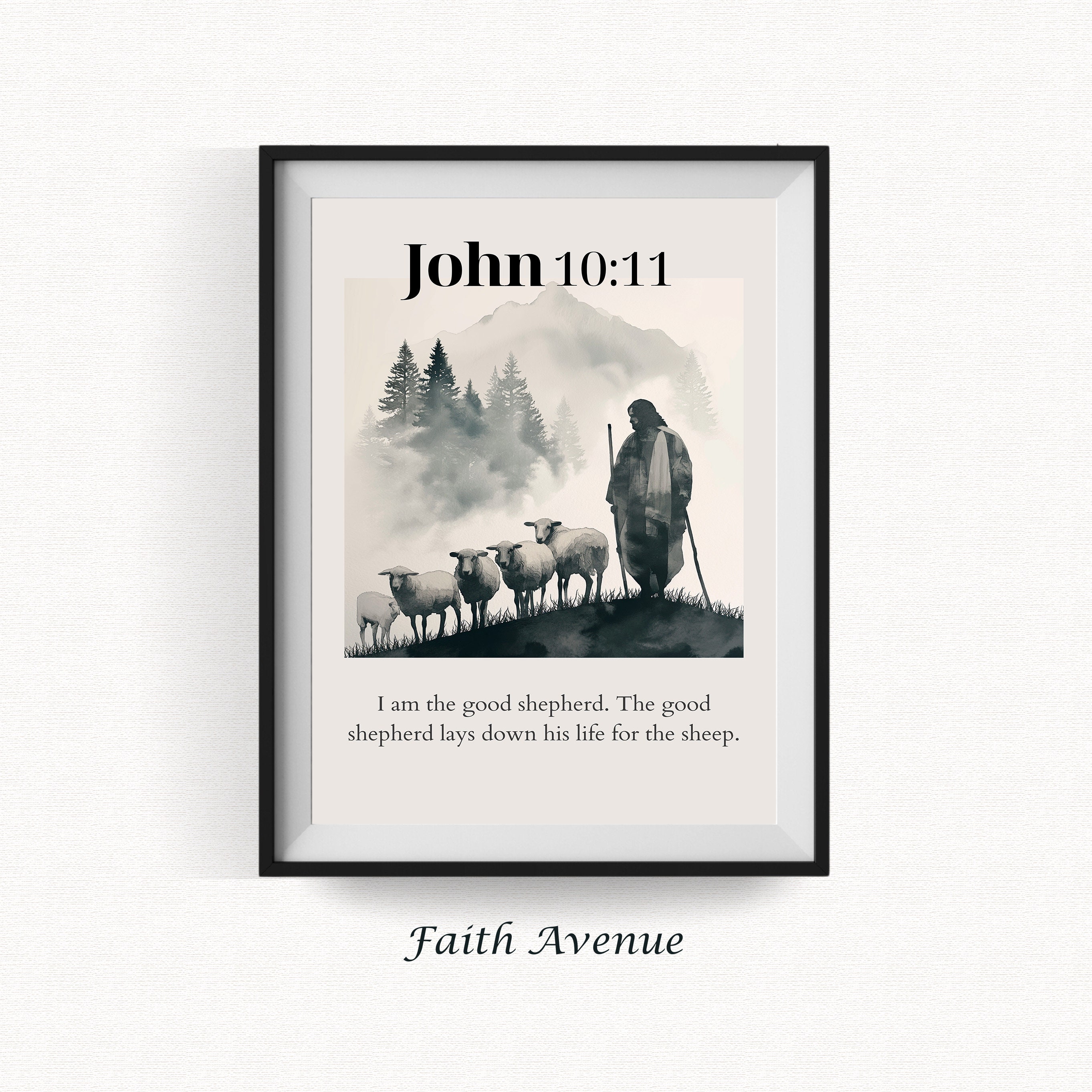 John 10 Good Shepherd Bible Verse Wall Art , Sheep Scripture Wall Art ...