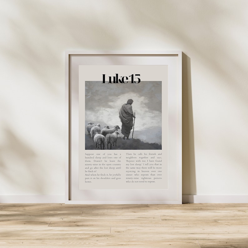 Luke 15 Lost Sheep Parable Bible Verse Wall Art , Sheep Scripture Wall ...