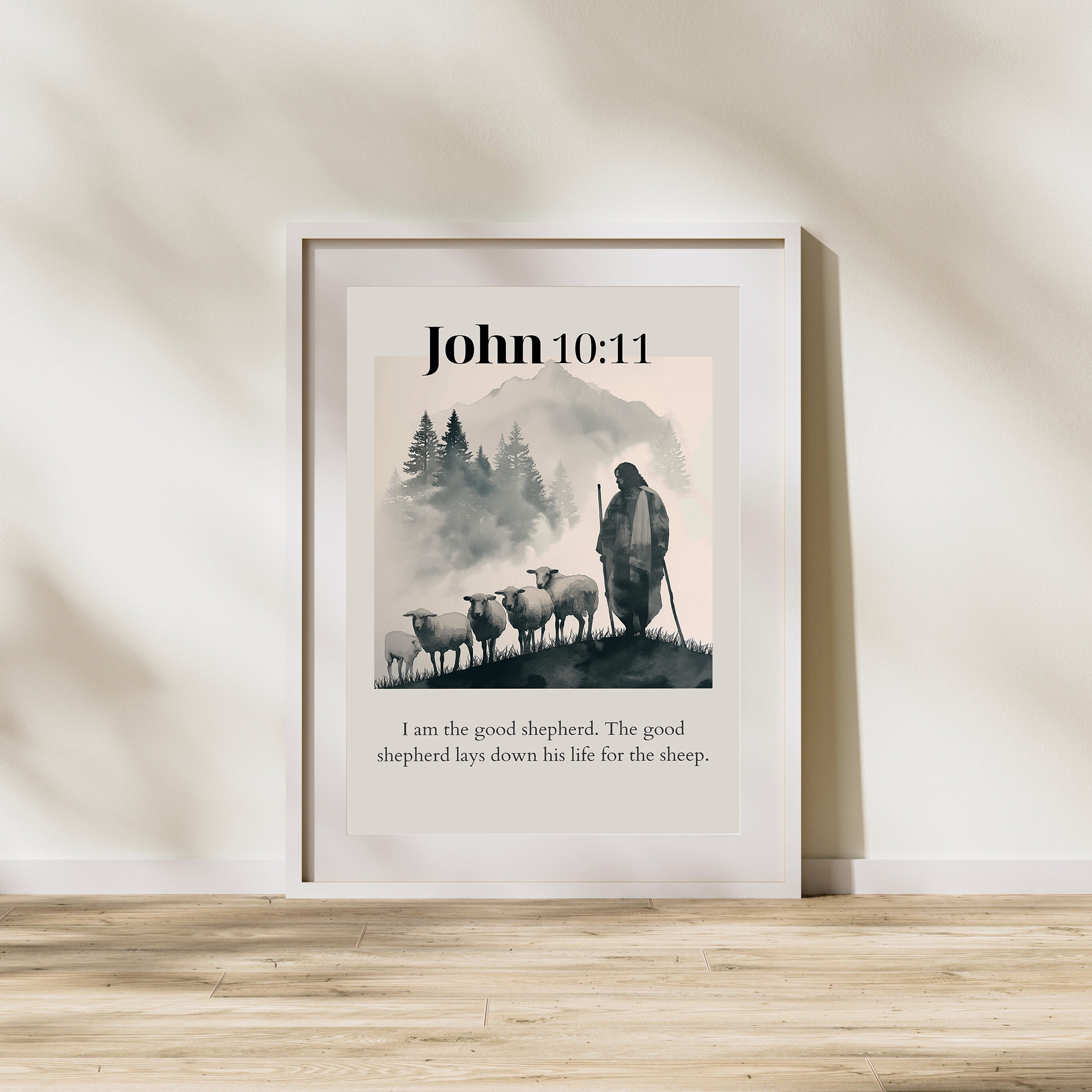 John 10 Good Shepherd Bible Verse Wall Art , Sheep Scripture Wall Art ...