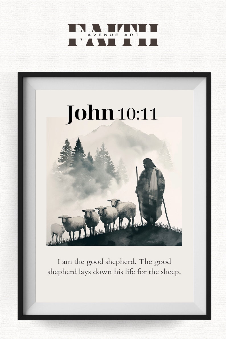 John 10 Good Shepherd Bible Verse Wall Art , Sheep Scripture Wall Art ...