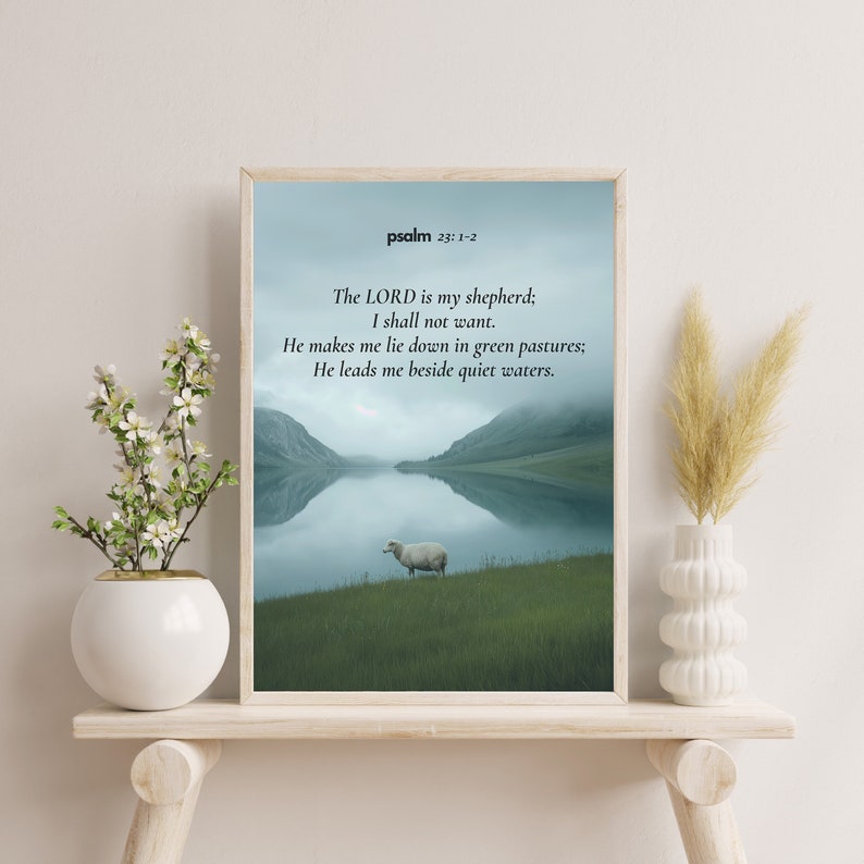 Psalm 23 Scripture Wall Art, the Lord is My Shepherd Inspirational Art ...